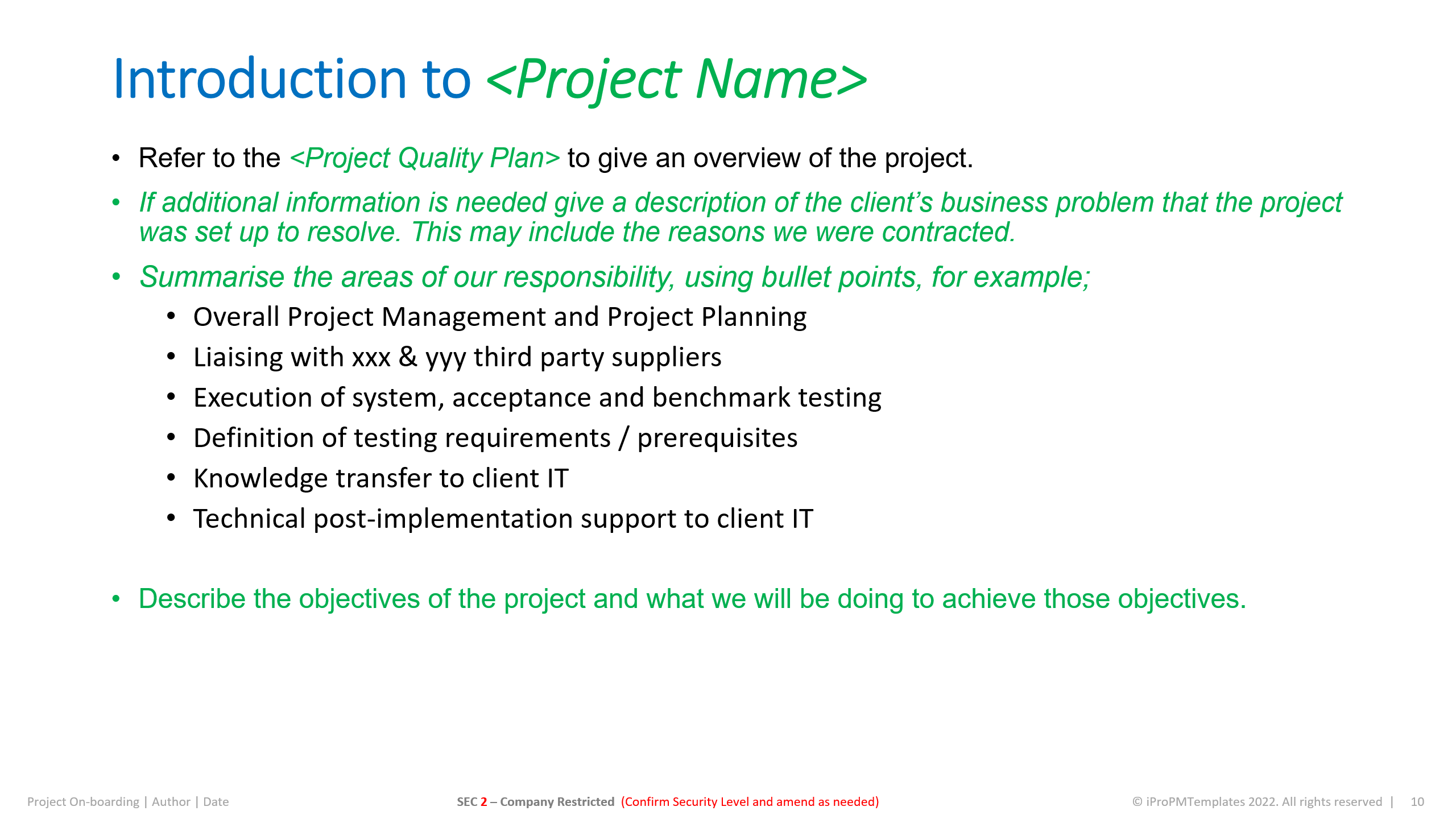 Project Team Onboarding Template & Project Kick Off Template – Project ...
