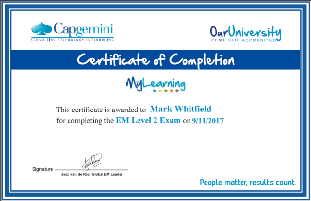 In November 2017 – Capgemini Advanced Engagement Management Course ...