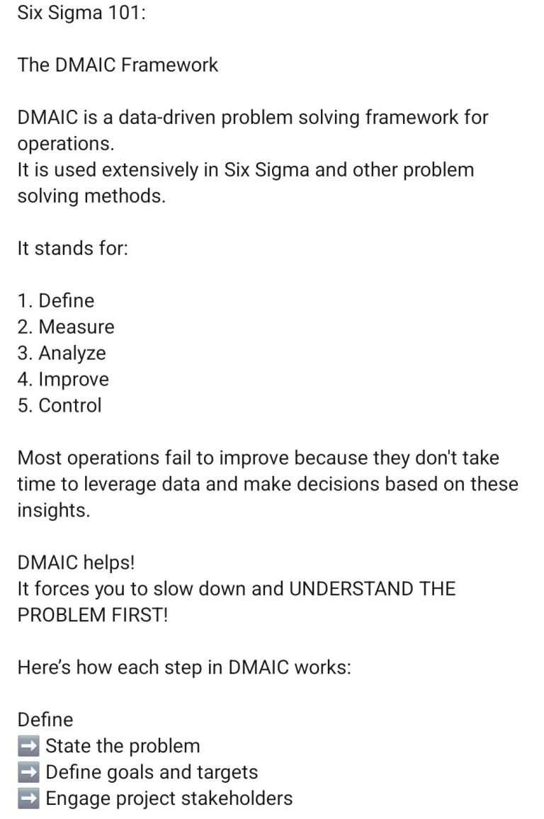 Six Sigma 101, DMAIC, A Framework for data-driven operations – PROject ...