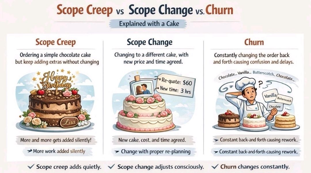Scope Creep vs Scope Change vs Churn – PROject Templates