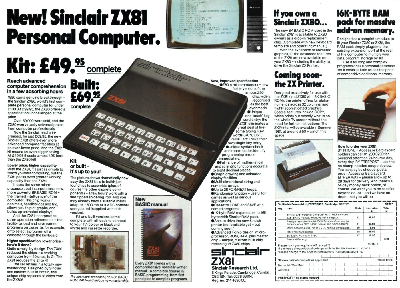 Sinclair ZX81 Home Computer timeline history – PROject Templates