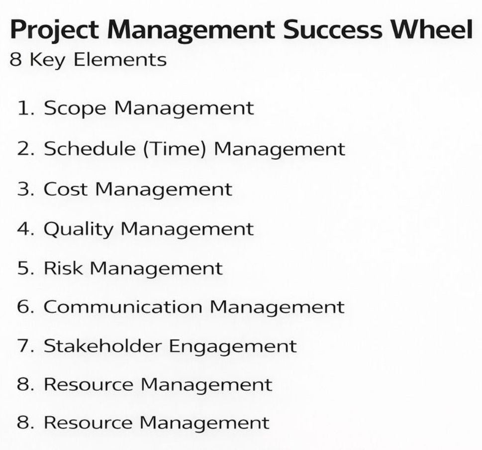 Project Management Success Wheel, 8 Key Elements – PROject Templates