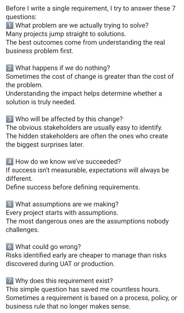 Questions every Business Analyst should ask before writing requirements ...